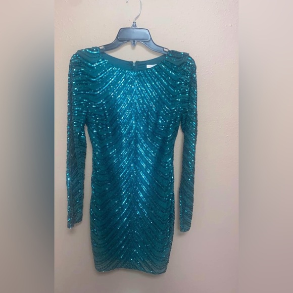 Dresses | Green Sequence Dress | Poshmark